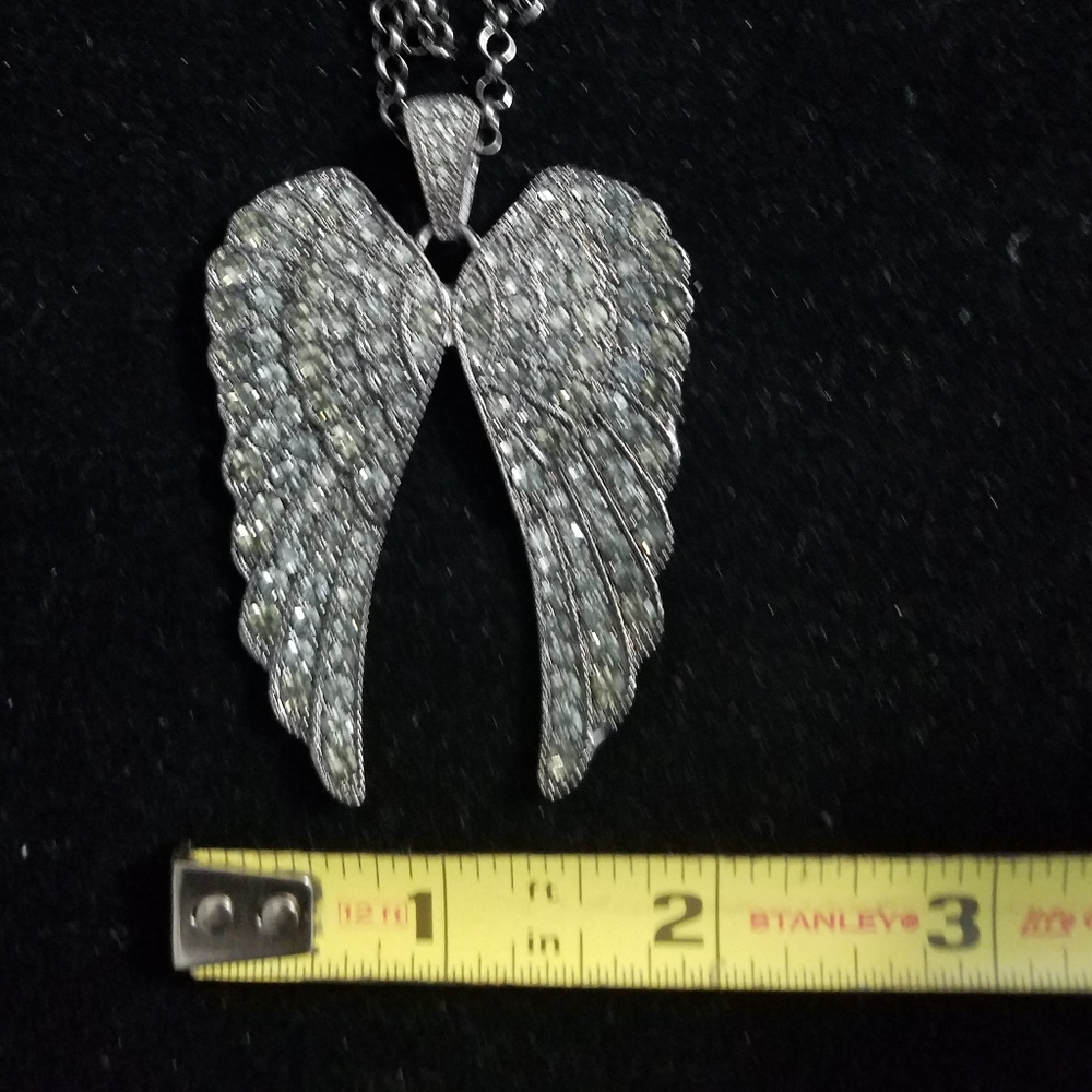 Angel Wings Pendant Gun Metal Black - Gem